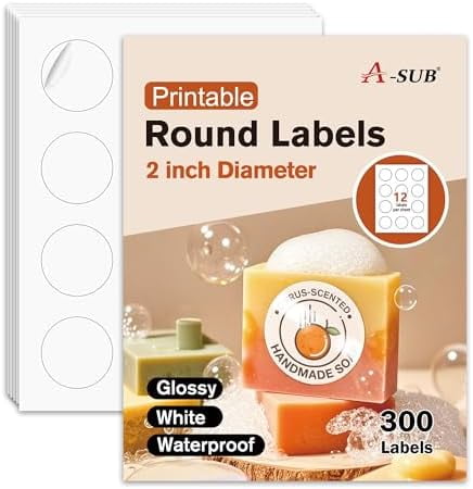 2 Inch Round Label Stickers for Inkjet or Laser Printer, Waterproof ...