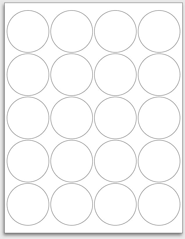 2 Inch Round Labels for Inkjet or Laser Printer - Matte White Printable ...