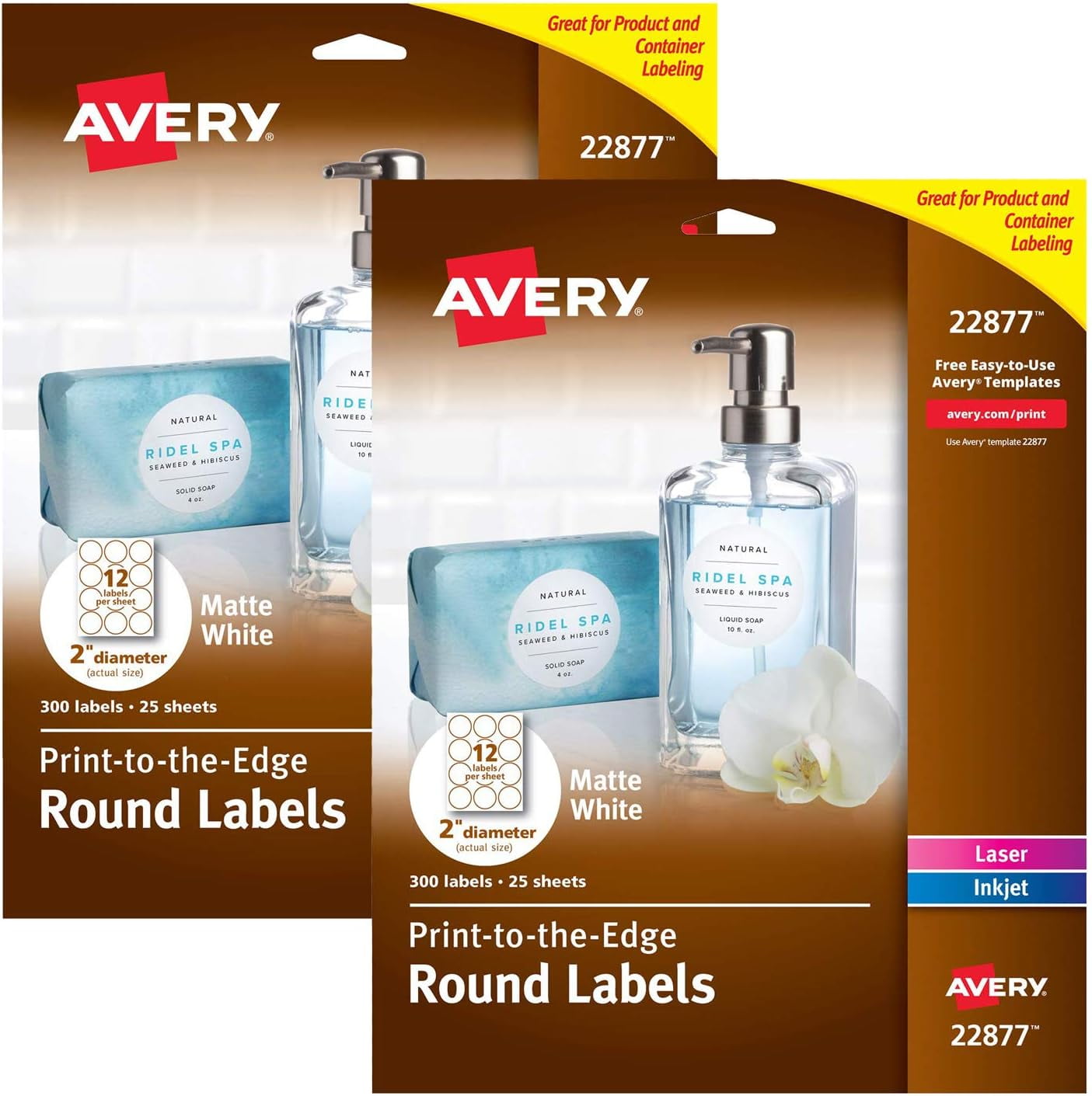 2 Inch Round Labels for Laser & Inkjet Printers, 300 Labels (22877) (2 ...