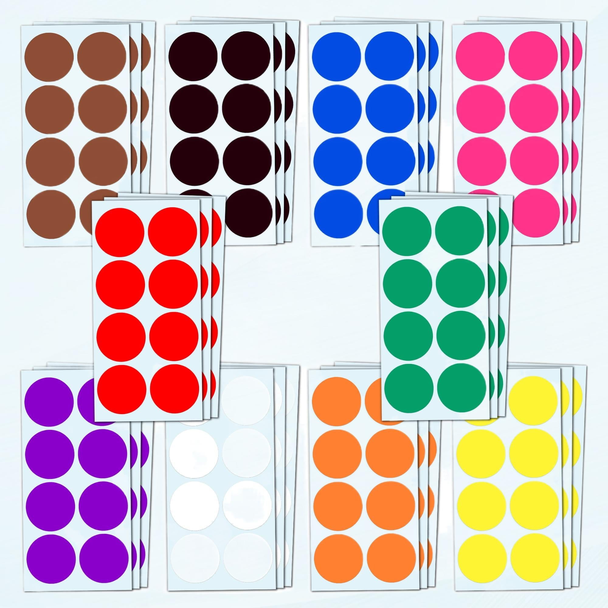 2 Inch Round Large Color Transfer Sticker Labels - 10 Colors, Pack of ...
