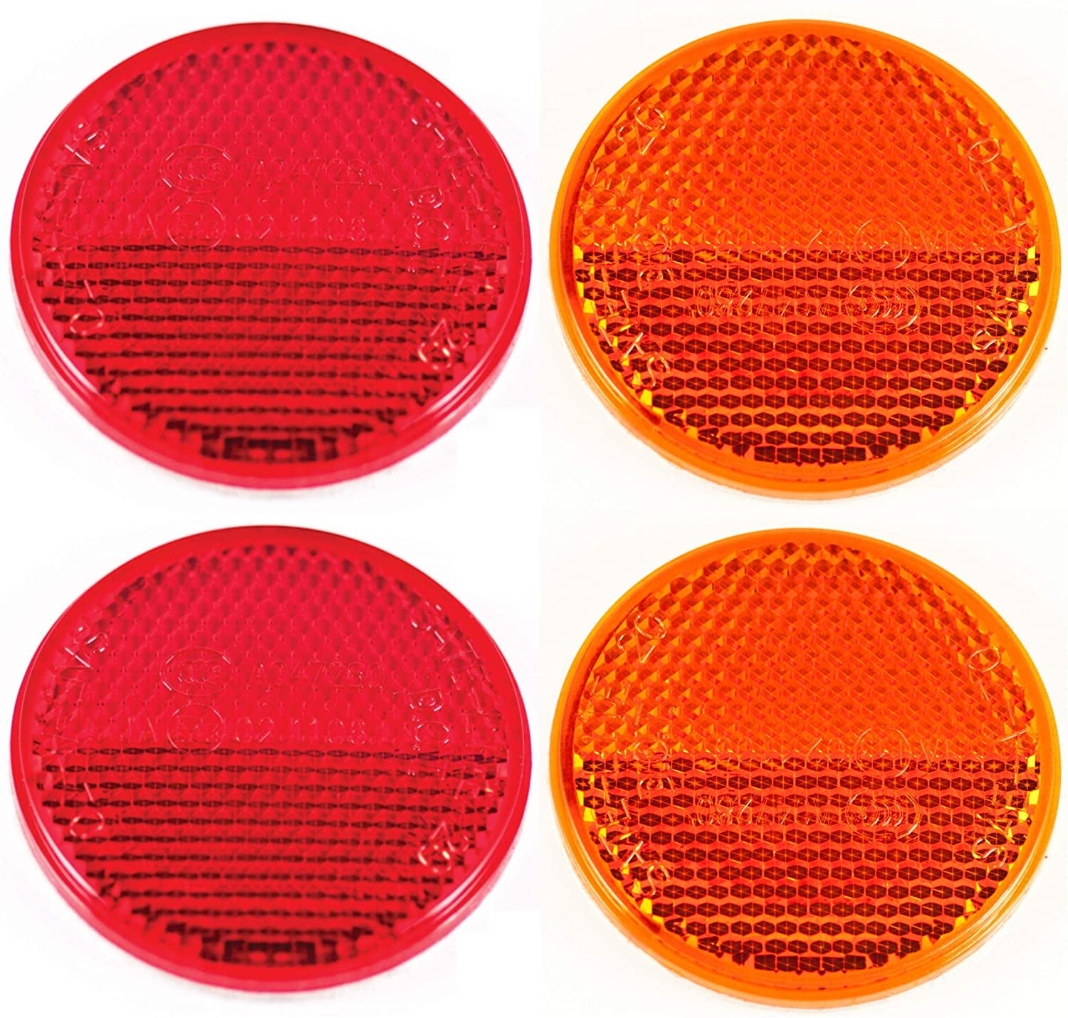 2" Inch Round Reflector Bike,Trailer, Truck, Boat, Mailbox Qty 4 (2 Red ...
