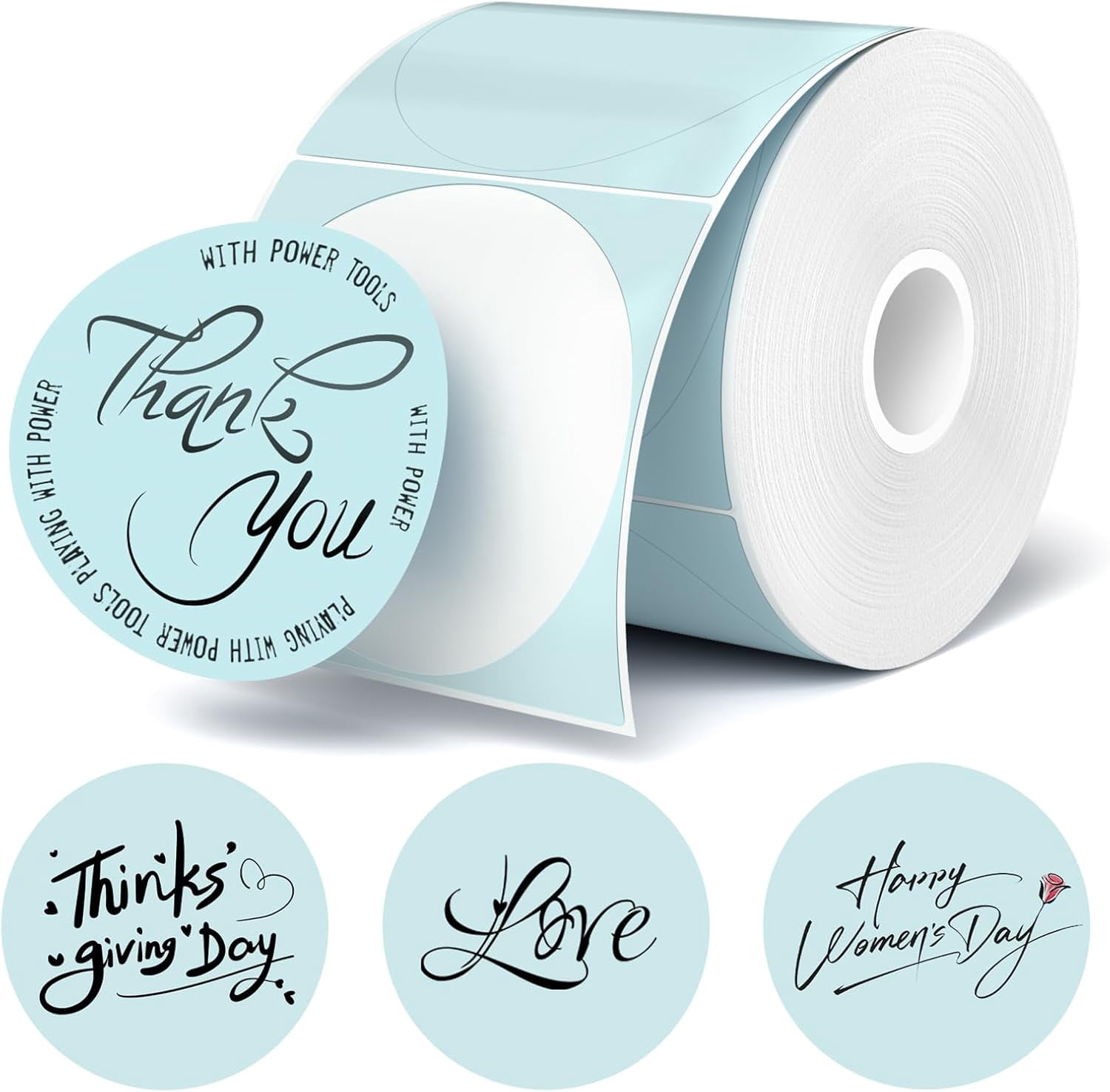 2 Inch Round Thermal Labels Blue 400 count, Self-Adhesive Thermal ...