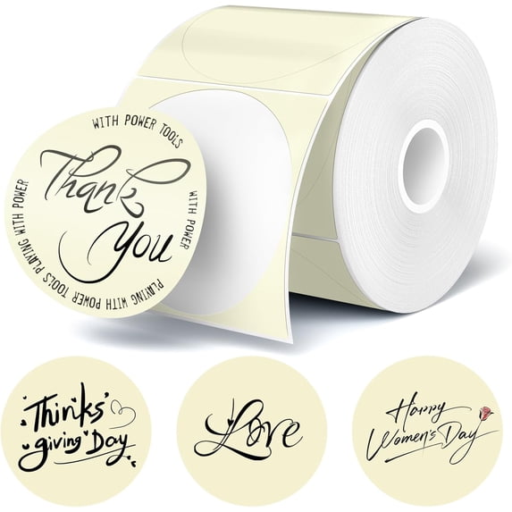 2 Inch Round Thermal Labels Yellow 400 count, Self-Adhesive Thermal ...