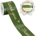 2 Inch Sage Glitter Satin Ribbon with Printed Thank You, 10 Yards Moss ...