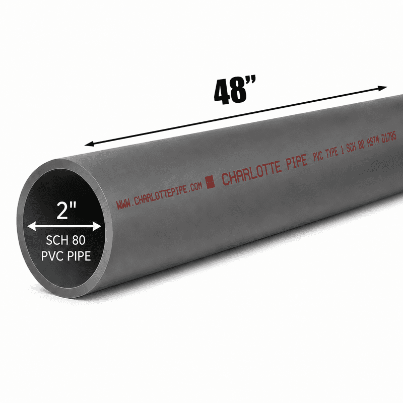 2 Inch Schedule 80 PVC Pipe - Cut to Custom Length (48") - Walmart.com