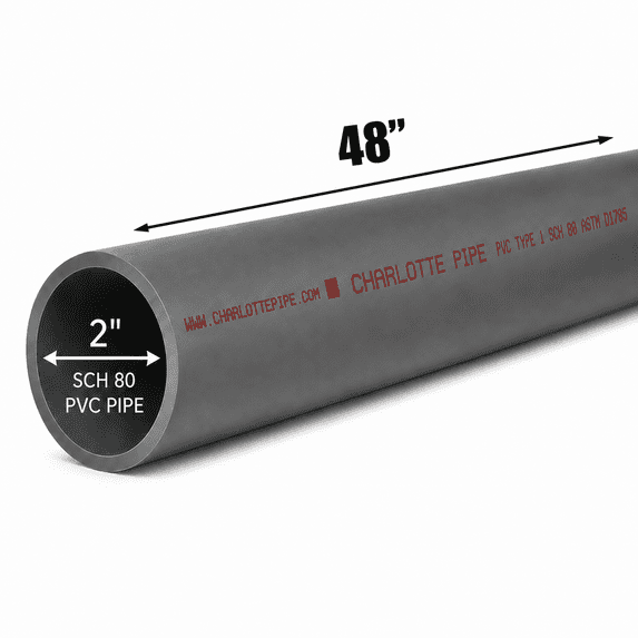 2 Inch Schedule 80 PVC Pipe - Cut to Custom Length (48") - Walmart.com