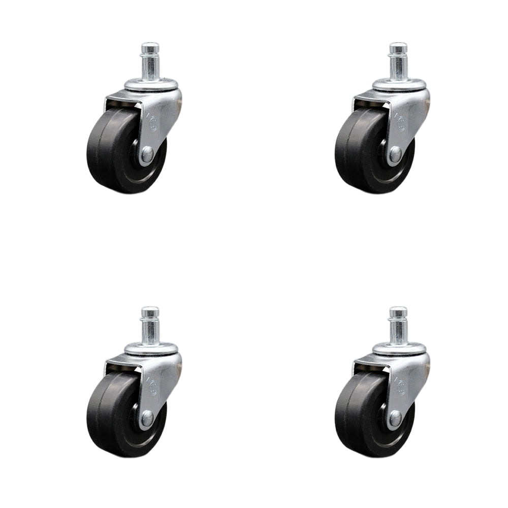 2 Inch Soft Rubber Wheel 7/8 Grip Ring Stem Caster Set of 4 Service ...