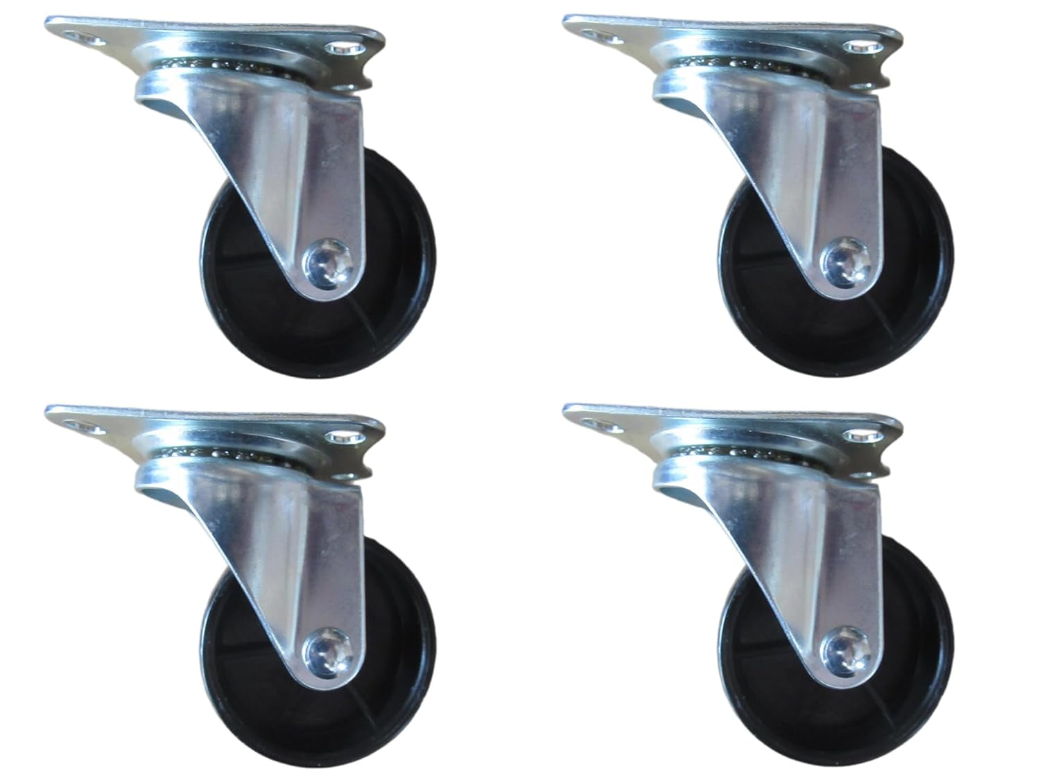 2 Inch Swivel Caster Wheels with Metal Mounting Plate, Set of 4 ...