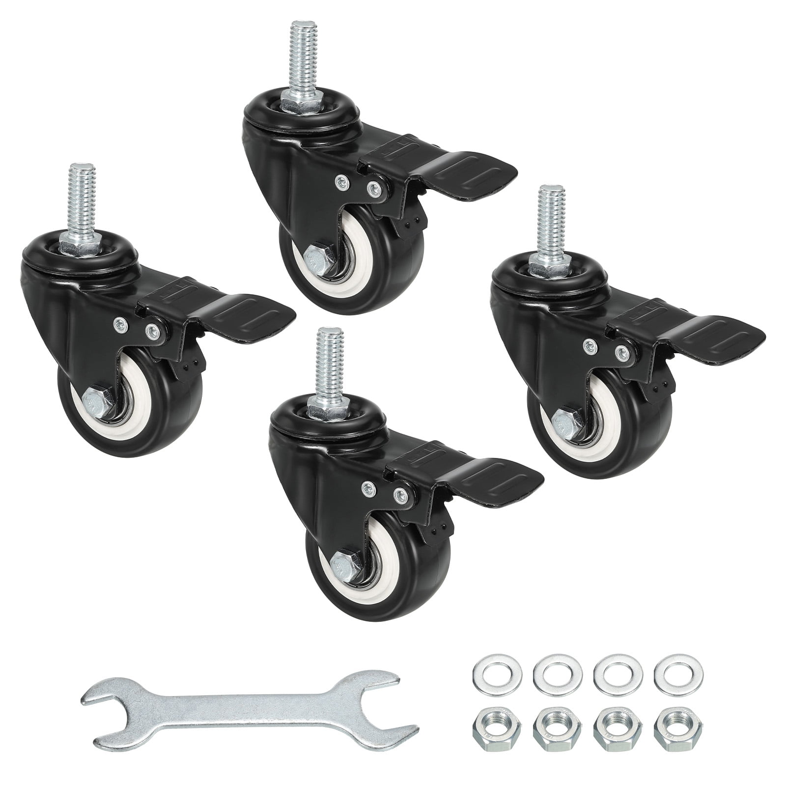 2 Inch Swivel Threaded Stem Casters 3/8"-16UNC Thread PU Caster Wheel ...