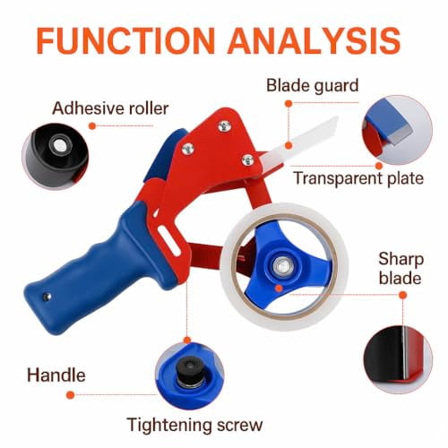 2 Inch Tape Gun Dispenser with 2 Inch Carton Packing Tape, Lightweight ...