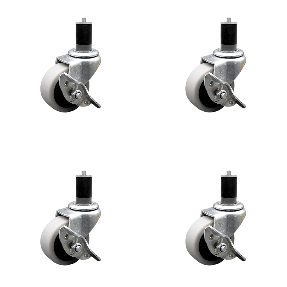 2 Inch Thermoplastic Wheel 1-5/8 Inch Expanding Stem Caster with Brakes ...