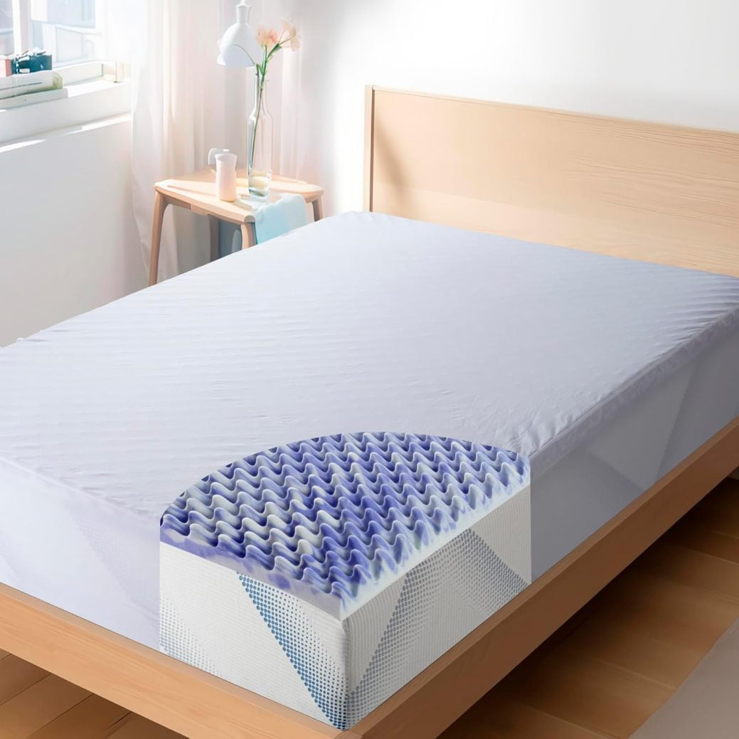 2 Inch Twin Purple Memory Foam Mattress Topper, Cooling Gel Foam Mattress Topper for Pressure ...