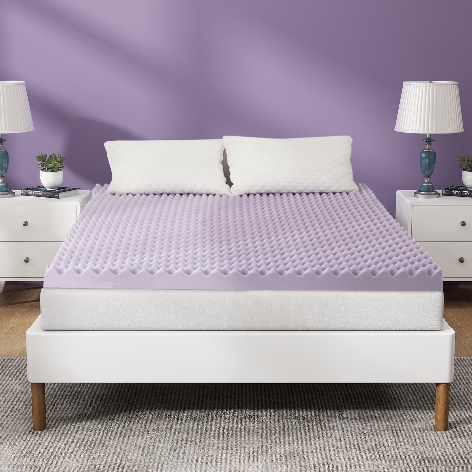 Lavender Scented Memory Foam Mattress Topper, 2'' or 3'' Thickness, Gel ...