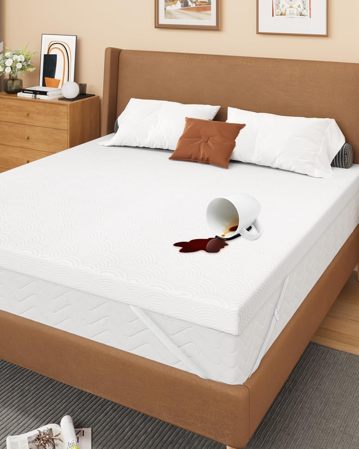 2 Inch Twin Waterproof Mattress Topper Cover, 100 Percent Waterproof ...