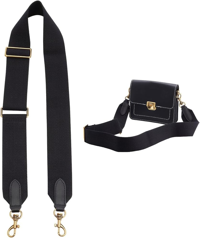 2 Inch Wide Cotton Webbing Bag Strap Black Adjustable Replacement ...