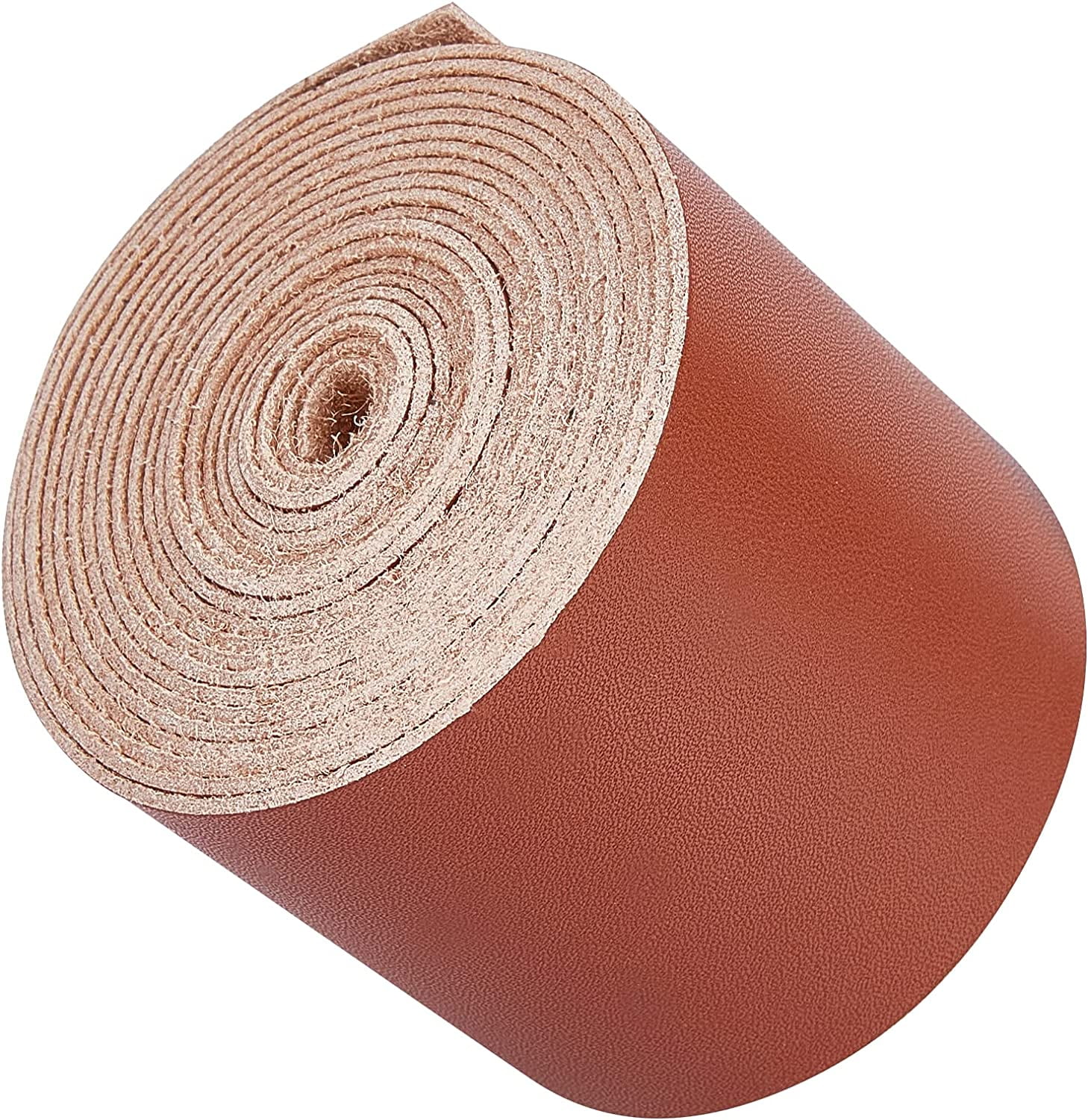 1Roll 2 Inch Wide Leather Strap Glossy Light Brown 79 Inch Long Flat ...