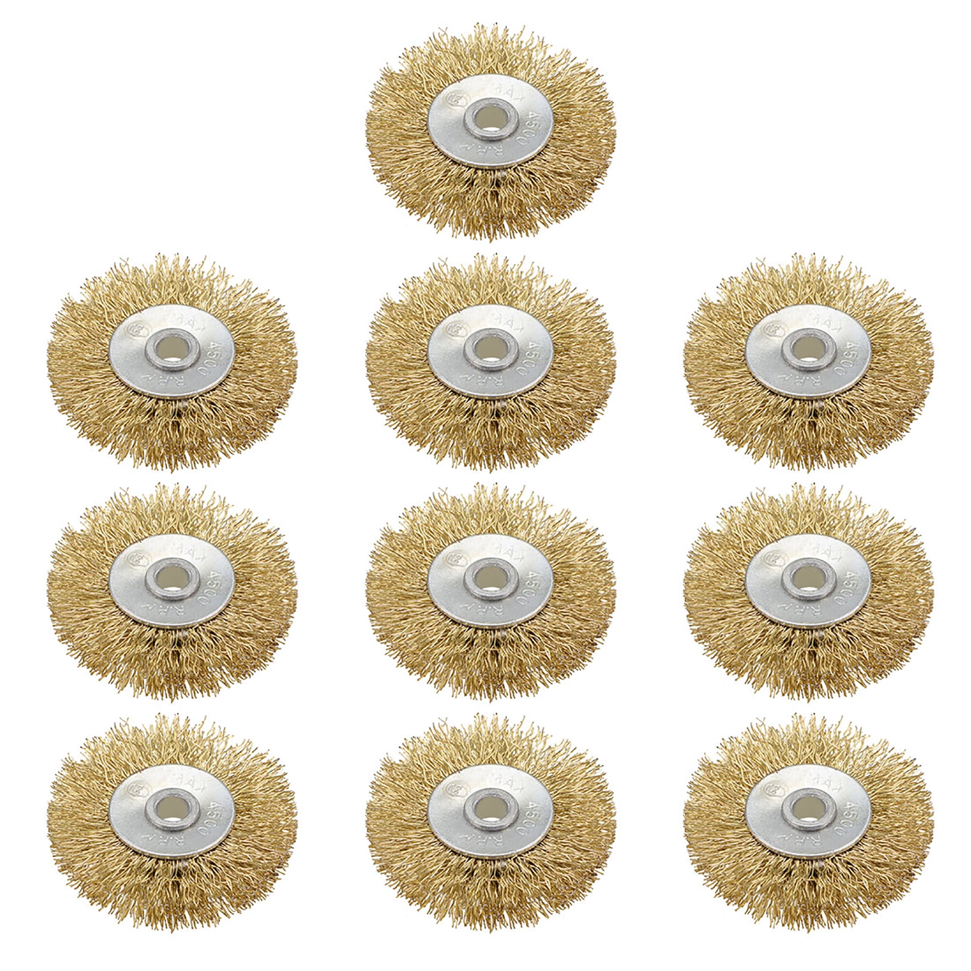 2-Inch Wire Wheel Brush Bench Brass Plated Crimped Steel with 1/4-Inch ...