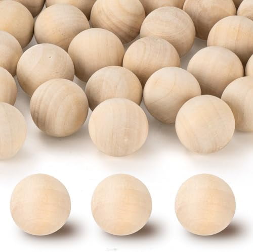 2 Inch Wooden Round Balls, Bag of 20 Unfinished Solid Round Wood Balls ...