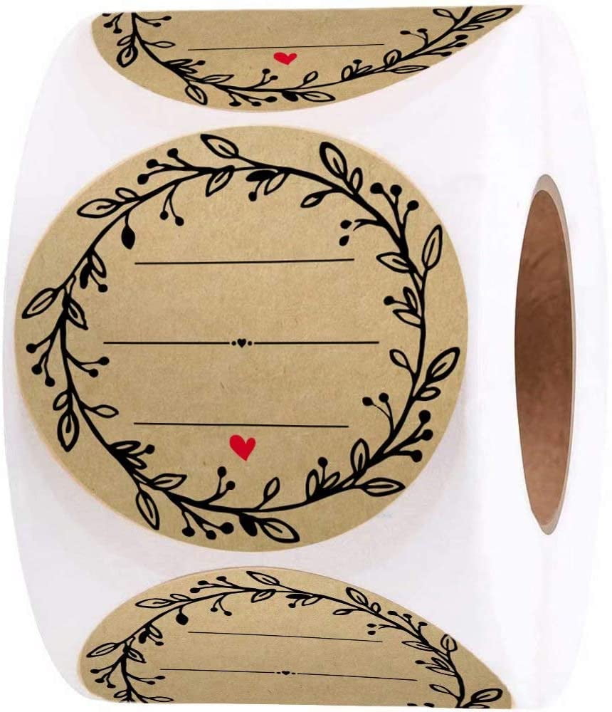 2 Inch Wreath Design with 3 Lines for Writing (500 Labels per roll ...