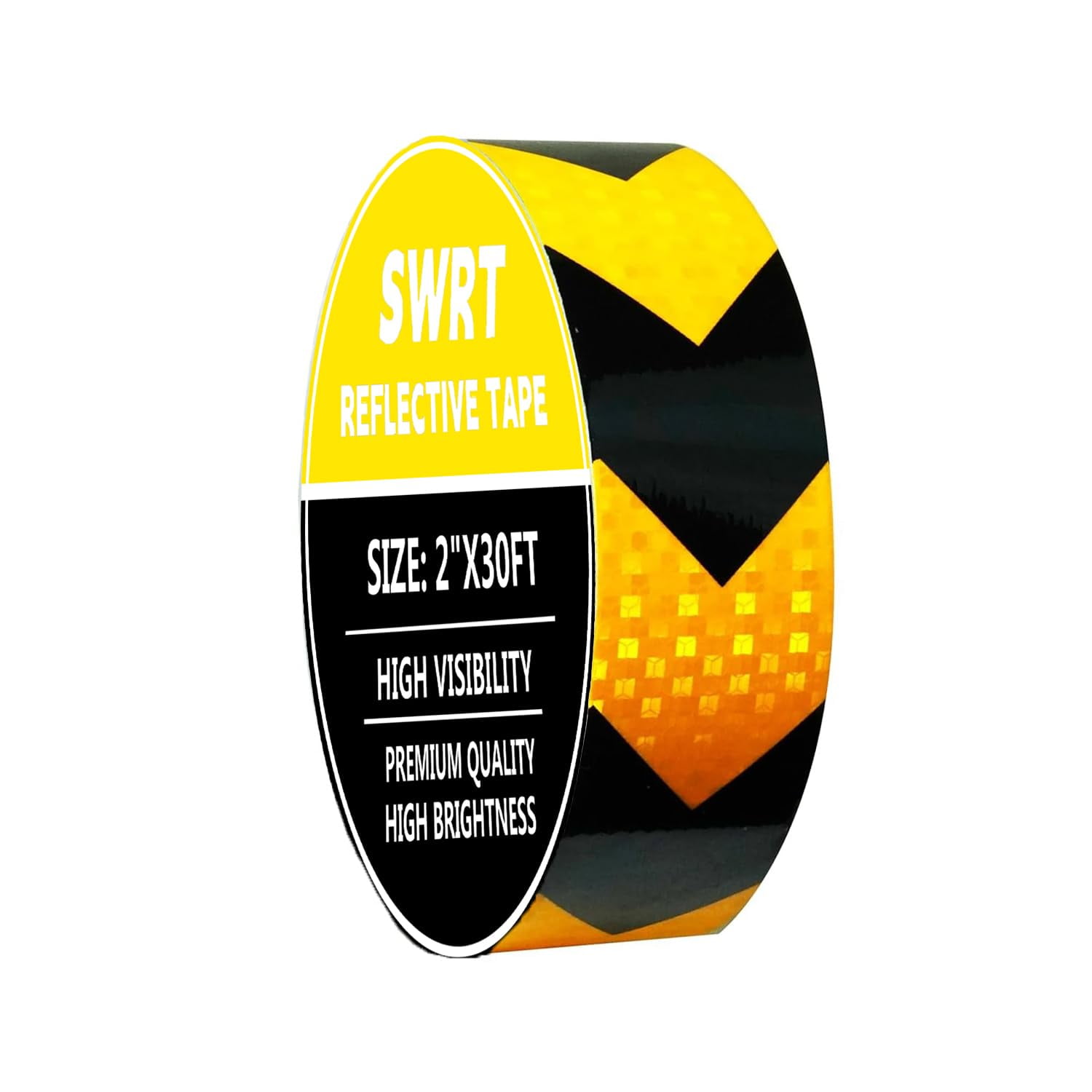 2 Inch X 30 FT Reflective Tape Outdoor Waterproof Black & Yellow ...