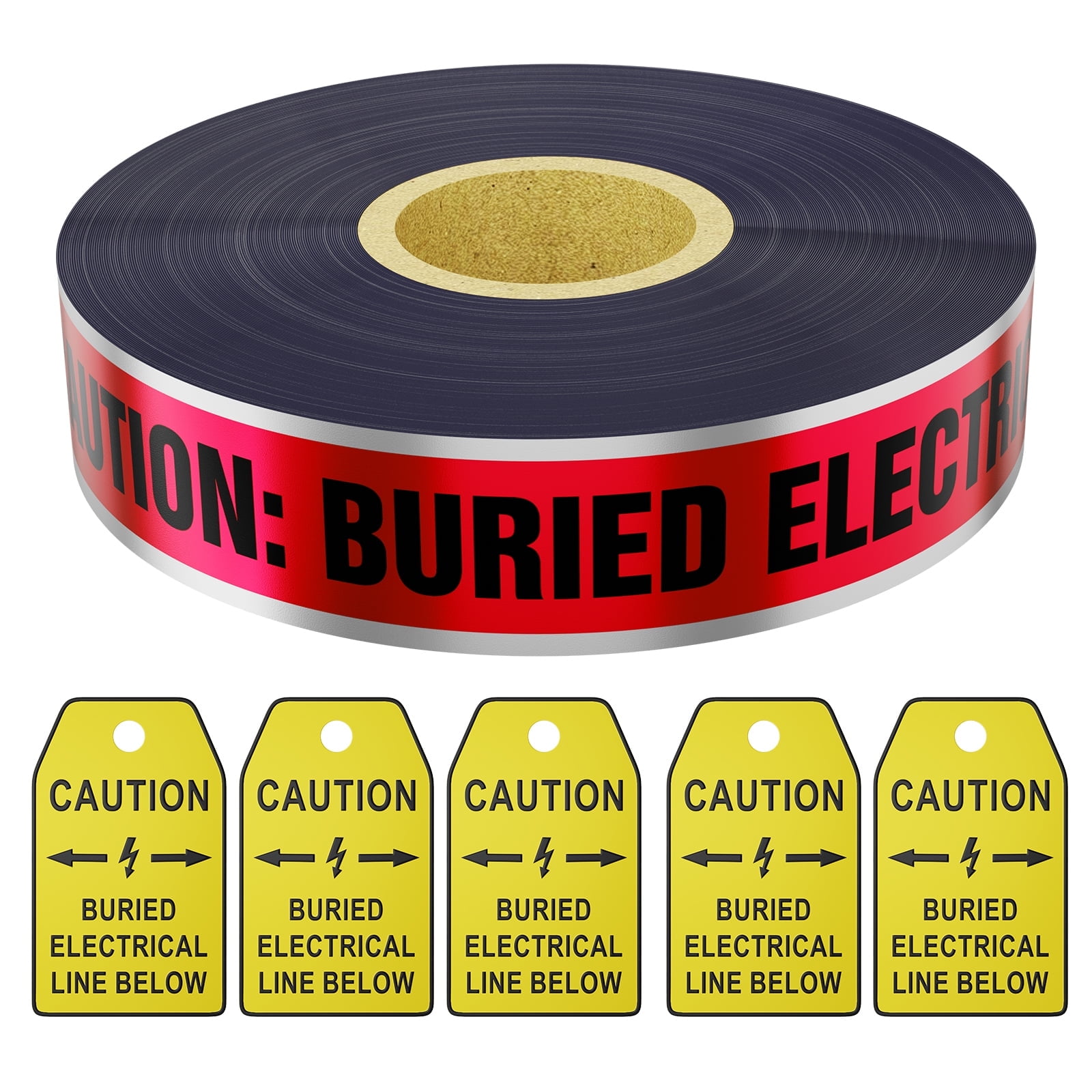 2 Inch x 1000 Foot 5 Mil Caution Tape "Buried Electric Line Below ...