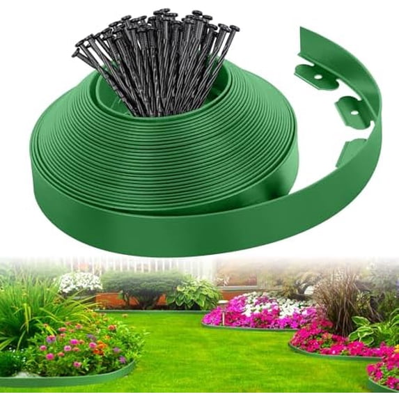 2-Inch x 33 FT Landscape Edging Border with 50 Spikes, Garden Edging ...