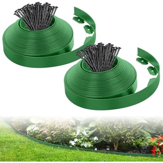 2-Inch x 66 FT Landscape Edging Border with 100 Spikes, Garden Edging ...