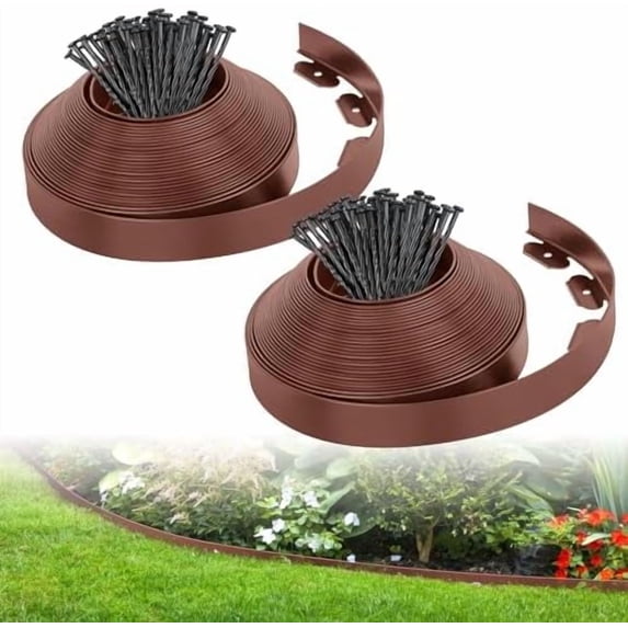 2-Inch x 66 FT Landscape Edging Border with 100 Spikes, Garden Edging ...