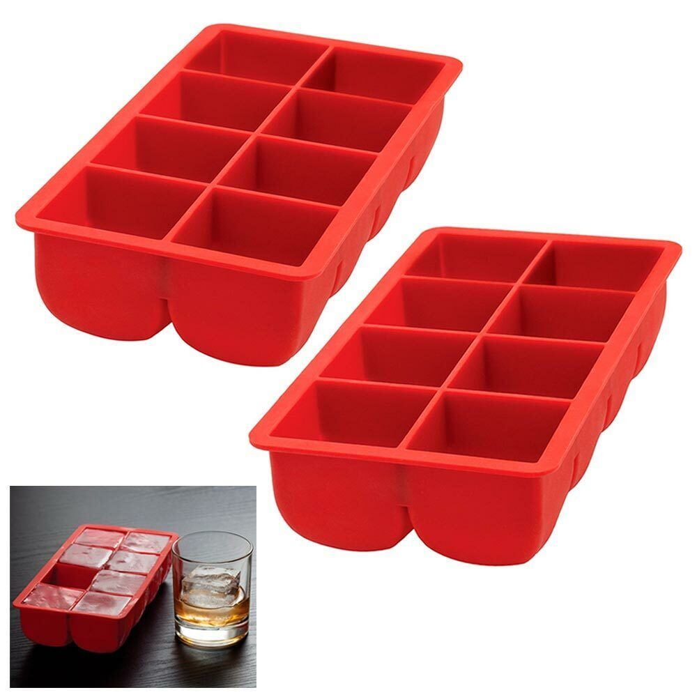 2 Inches Block Cube Grids 8 Mold Ice Tray Pack of 2 - Walmart.com