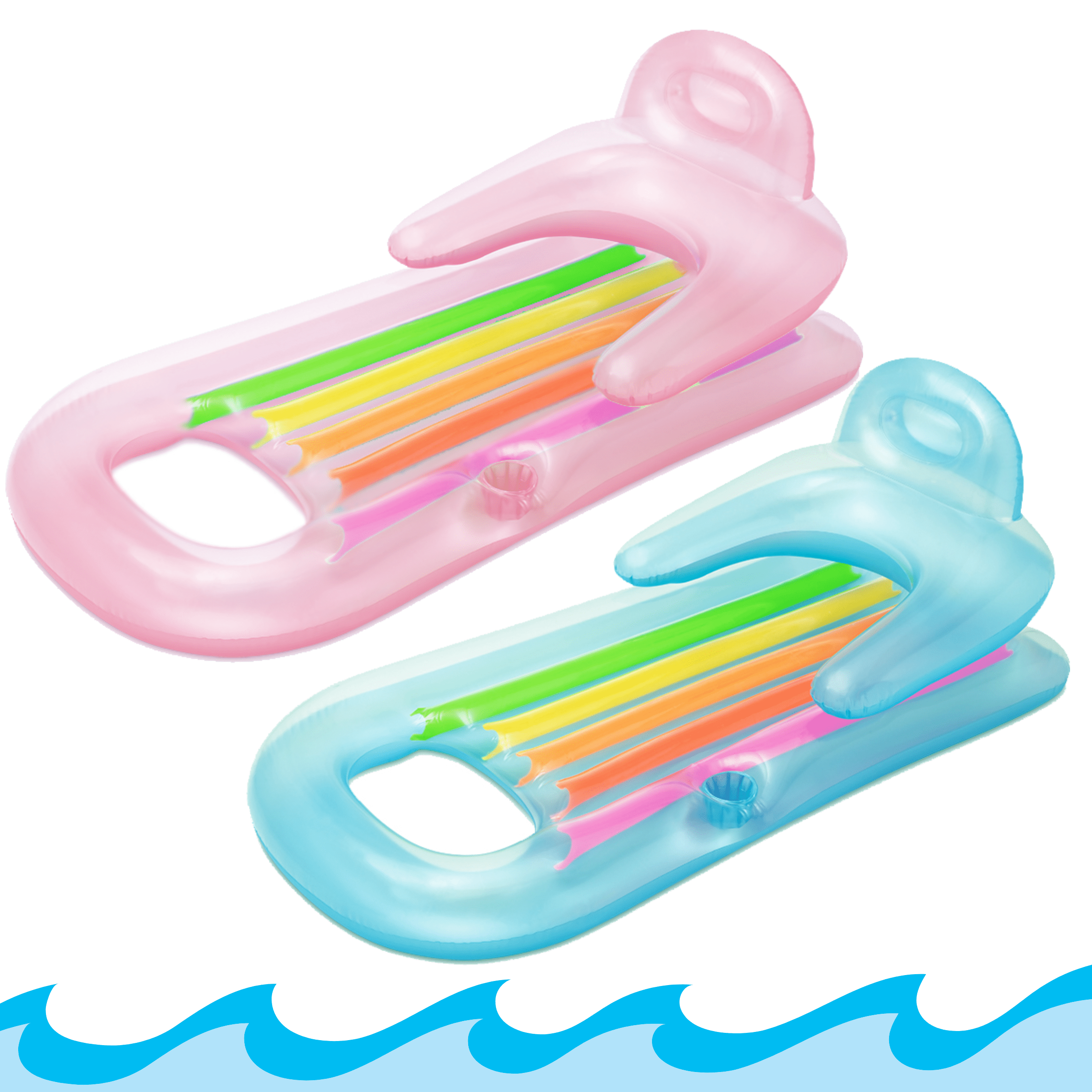 2 Inflatable Pool Lounger Float for Adult With Cup Holder - Walmart.com