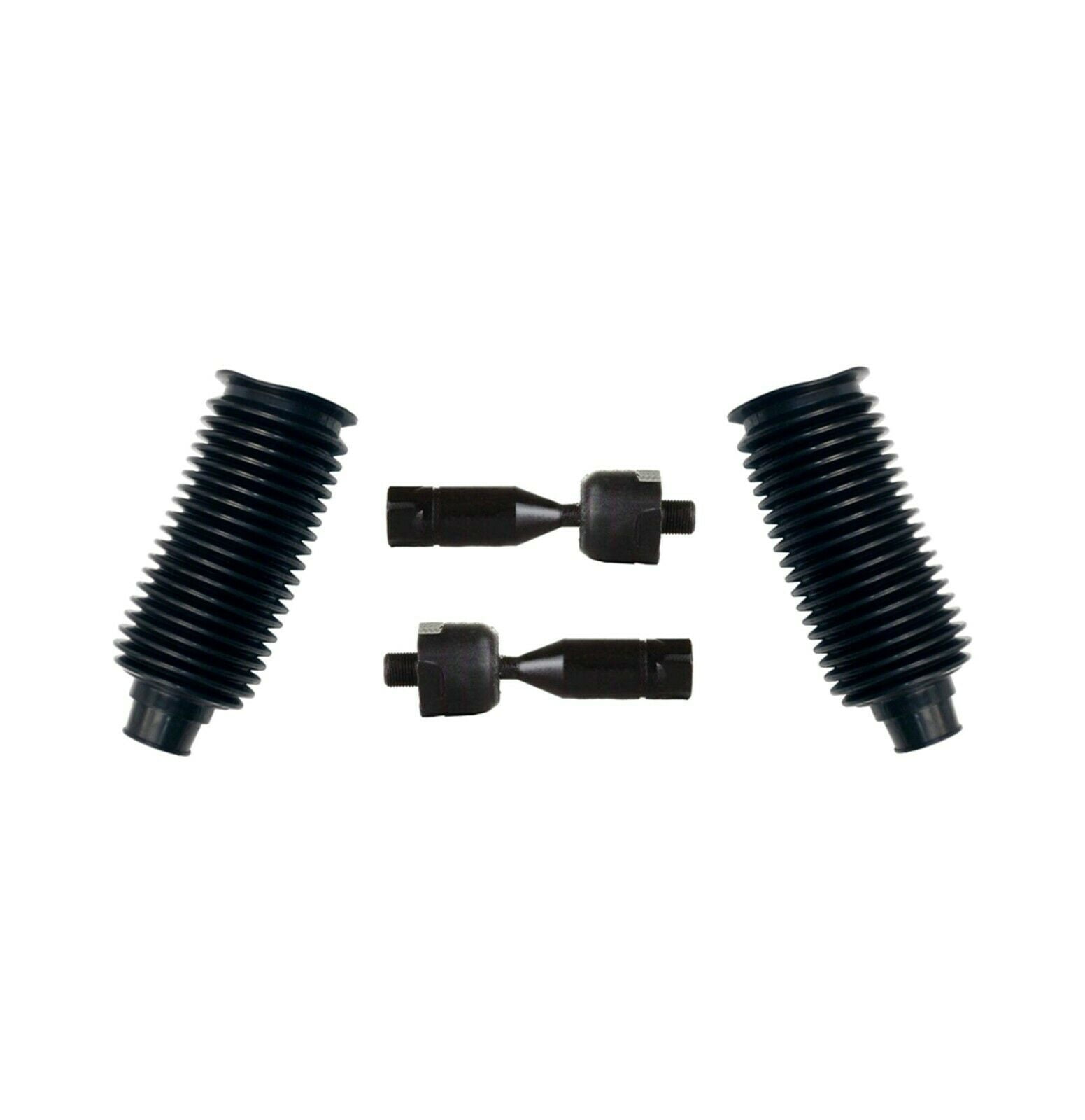 2 Inner Tie Rod Ends + 2 Rack & Pinion Bellow Boots Front Steering 4 ...