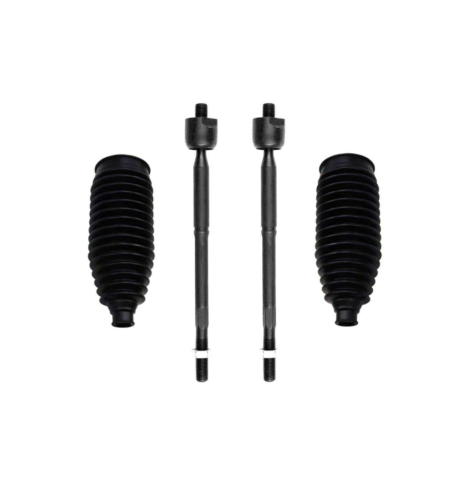 2 Inner Tie Rod Ends + 2 Rack & Pinion Bellow Boots Front Steering Set ...