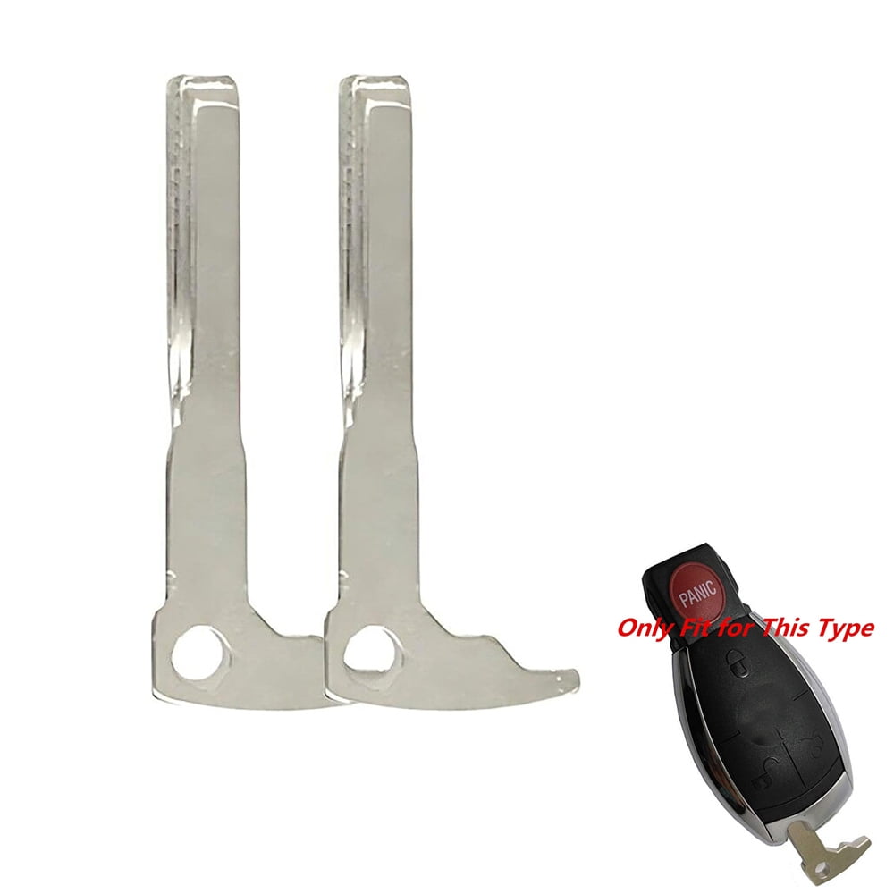 2 × Insert Small Key Uncut Blank Emergency Key Fit For Mercedes Benz ...