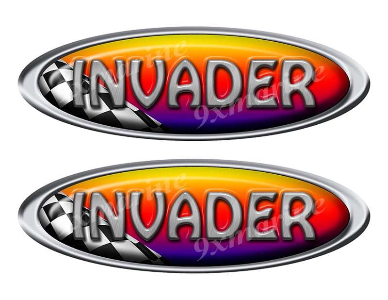 2 Invader Red Racing Oval Stickers - Walmart.com