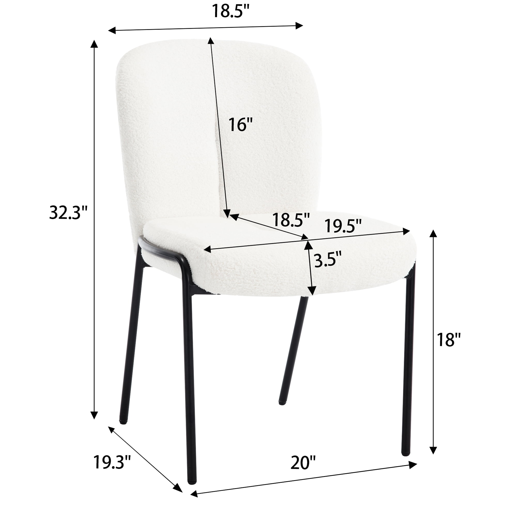 2 Iron Foot Dining Chairs, High-backed, No , White. Enjoy A Comfortable ...