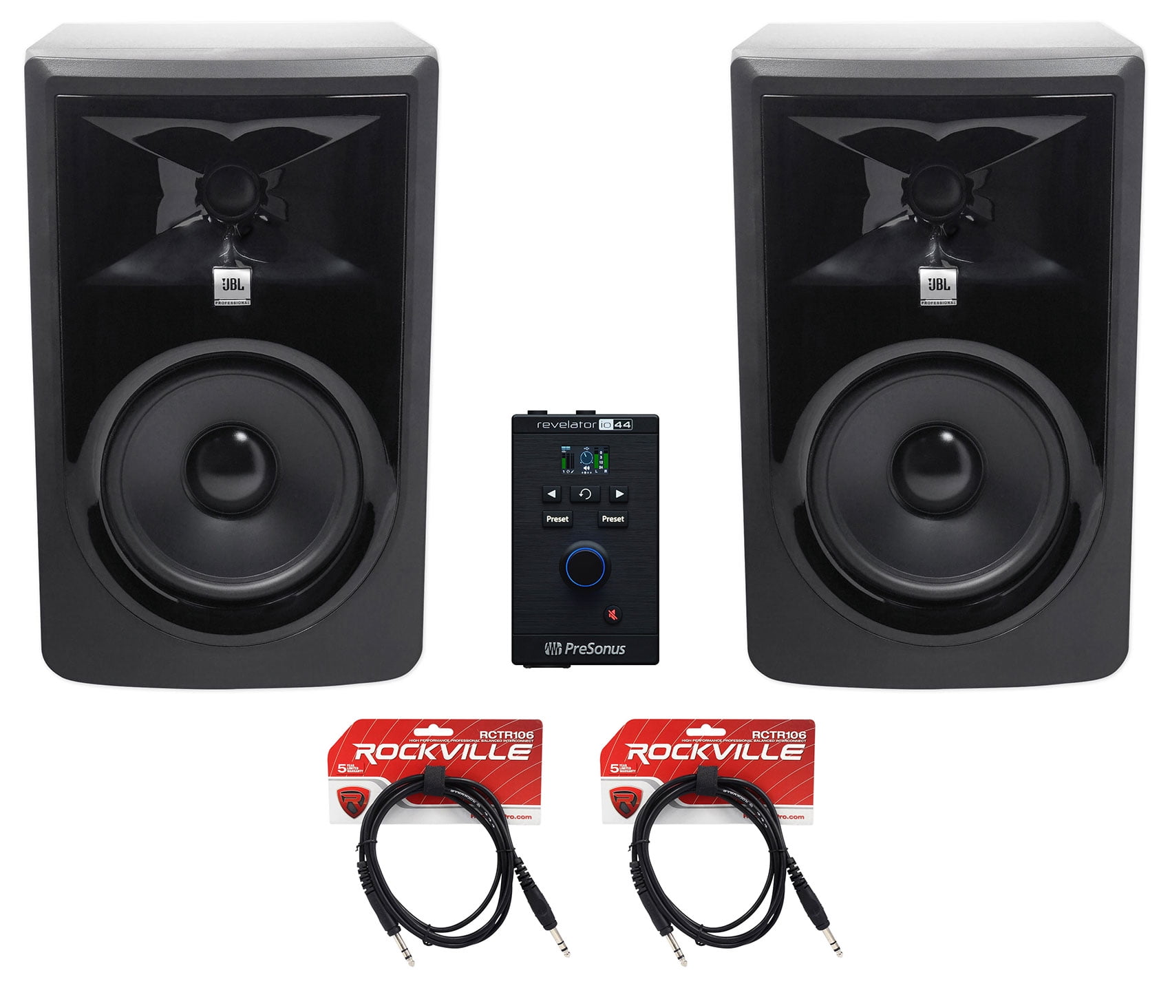 (2) JBL 306P MkII 6" Powered Studio Monitors+Presonus Revelator USB ...