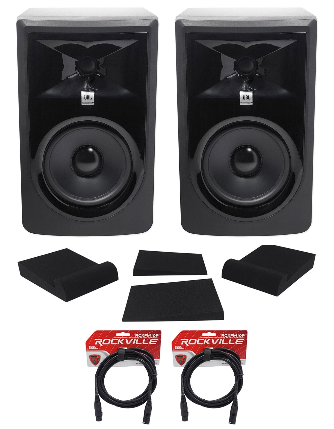 (2) JBL 306P MkII 6" Powered Studio Recording Monitors Speakers+Pads ...