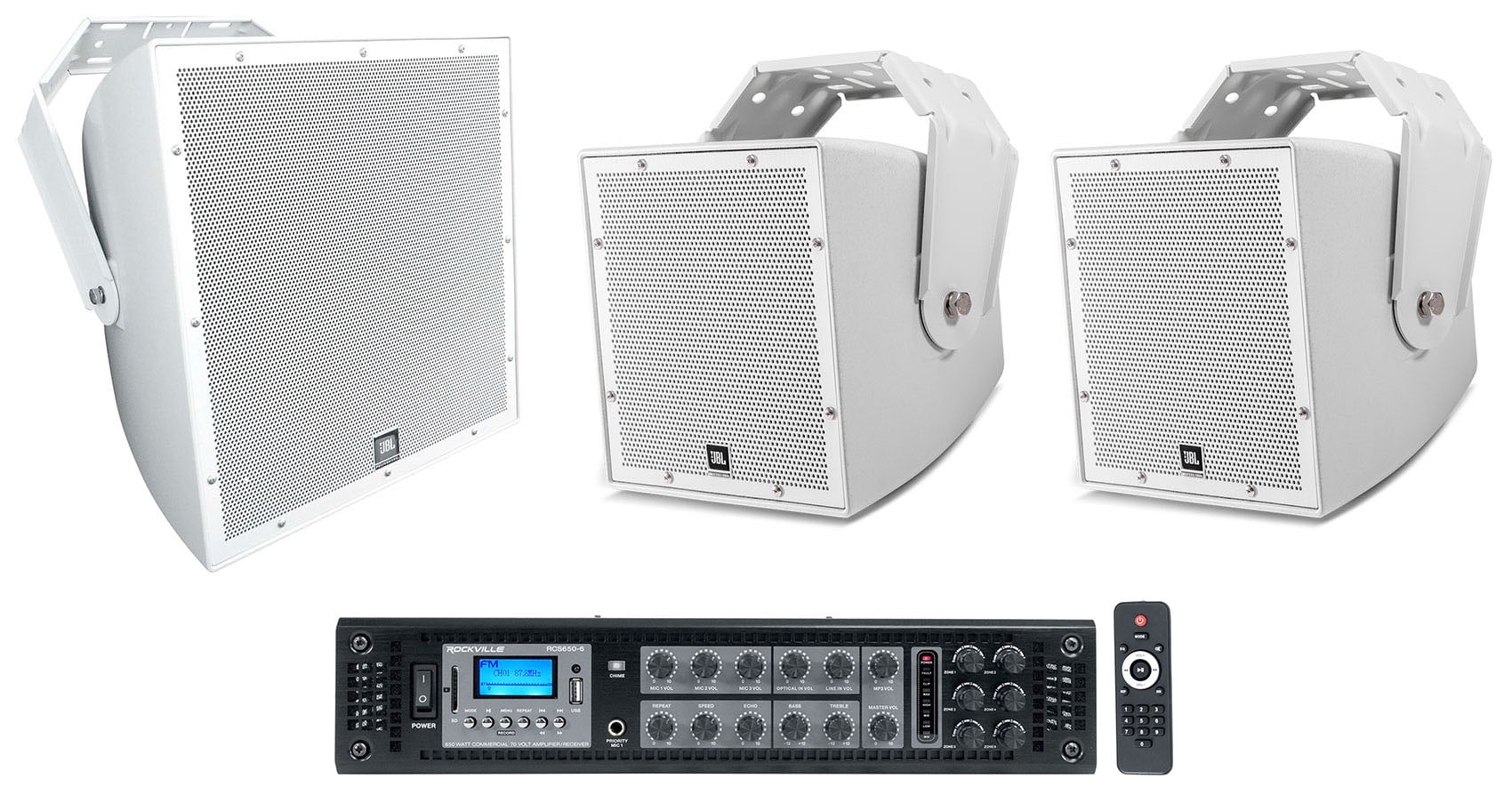 (2) JBL AWC62 6.5" 120w Indoor/Outdoor 70V Commercial Speakers+15 ...