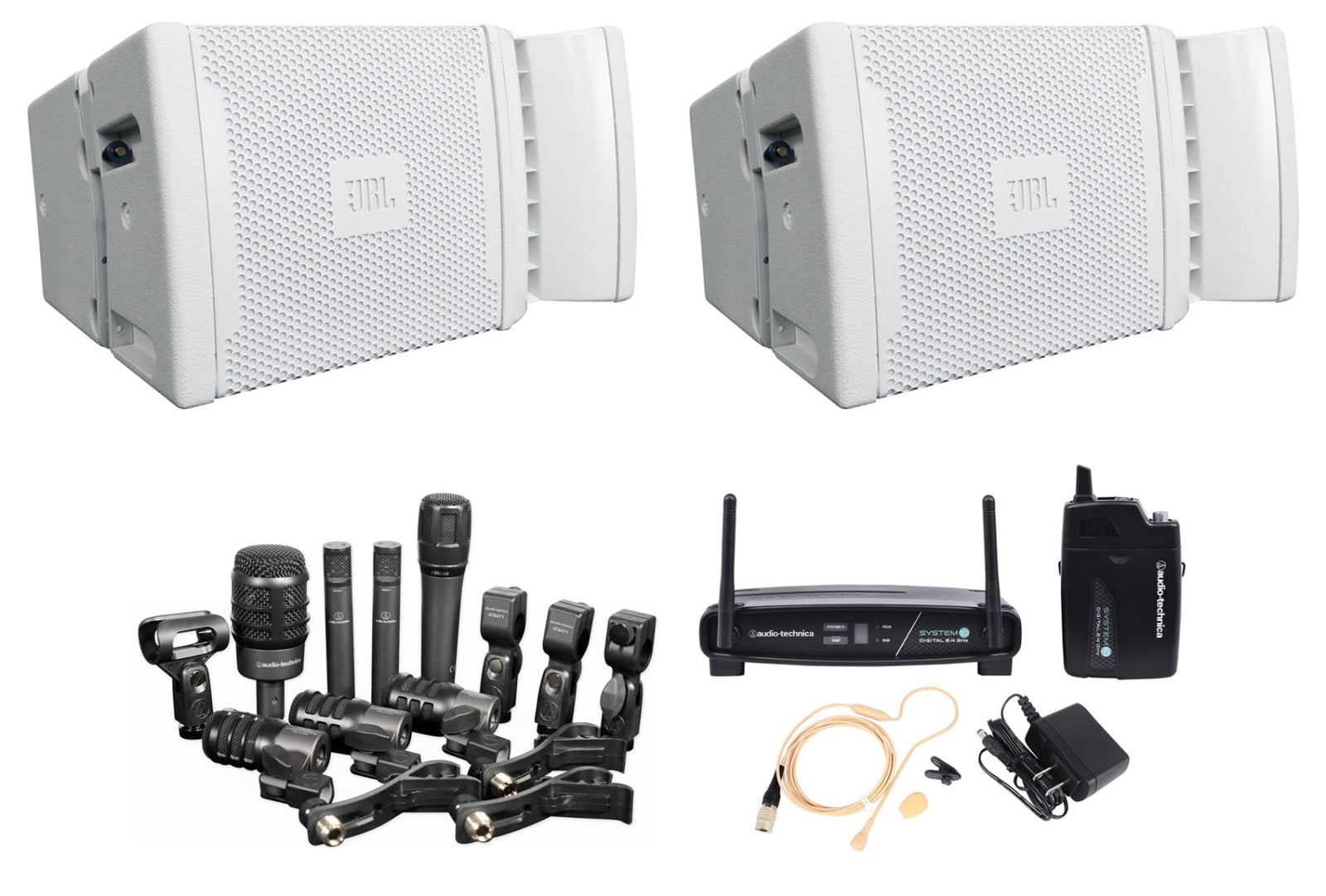 (2) JBL VRX928LA-WH 8" 400w 2-Way Passive Line-Array Speakers+Drum ...