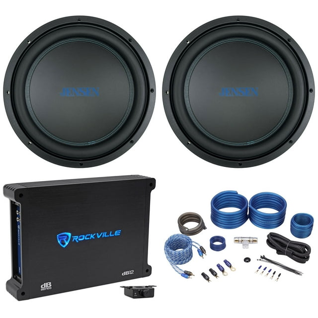 JENSEN J12W 12" 1200w Subwoofers 4-ohm Car Audio Subs+Mono Amplifier ...