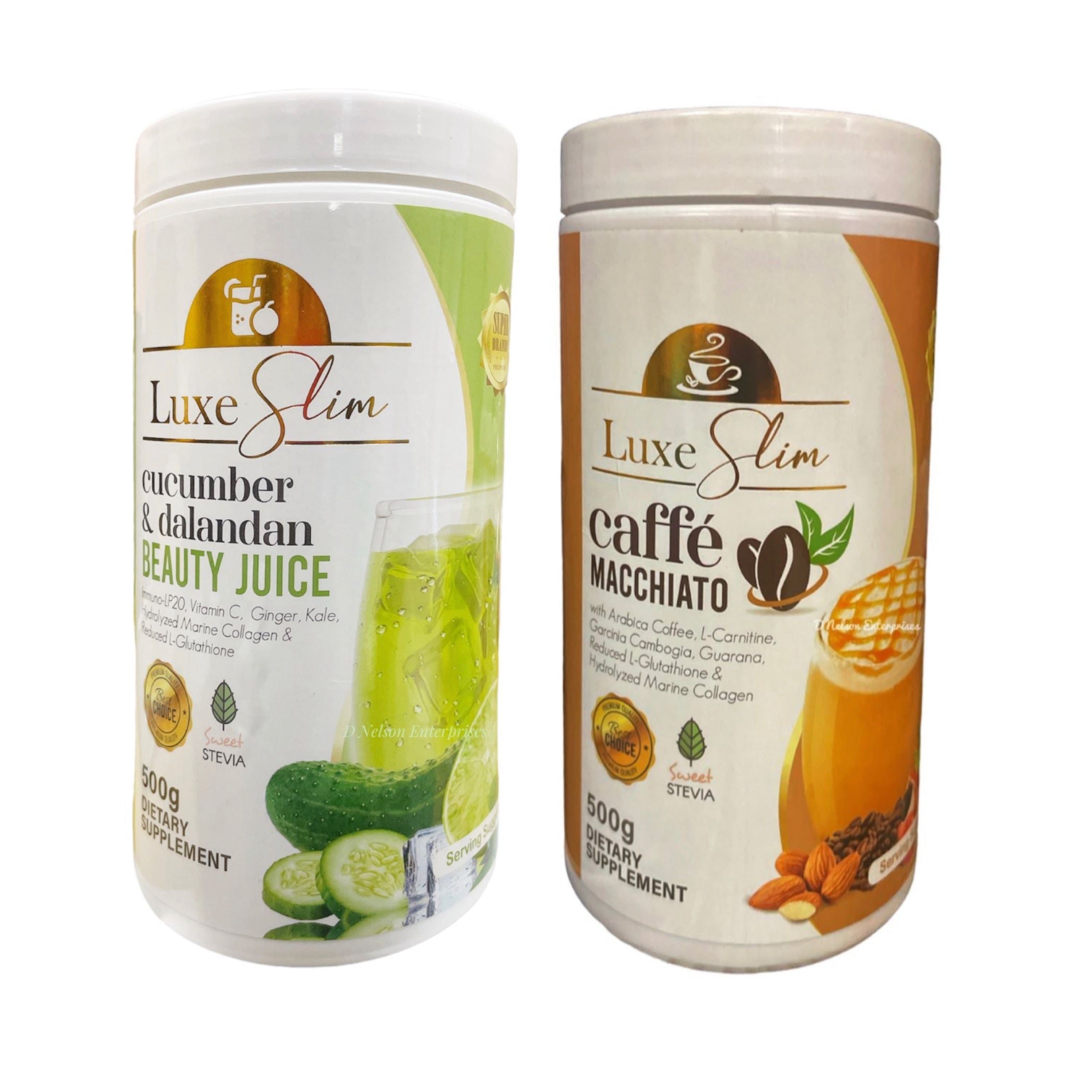 Luxe Slim 2 Jars Caffe Macchiato & Cucumber Dalandan Beauty Juice, Half ...