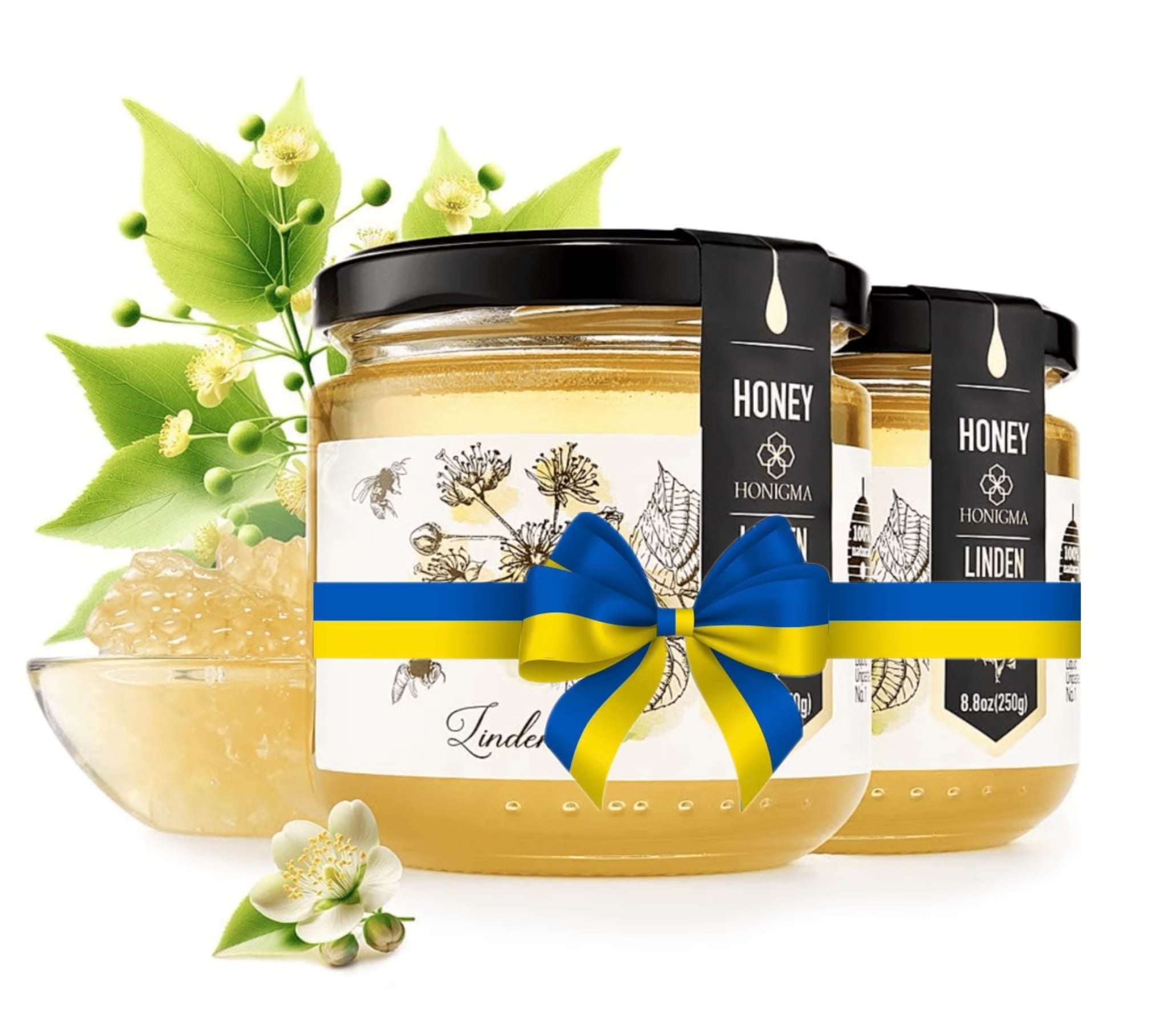 2 Jars of HONIGMA Linden Honey | Ukrainian | Pure | Unpasteurized ...