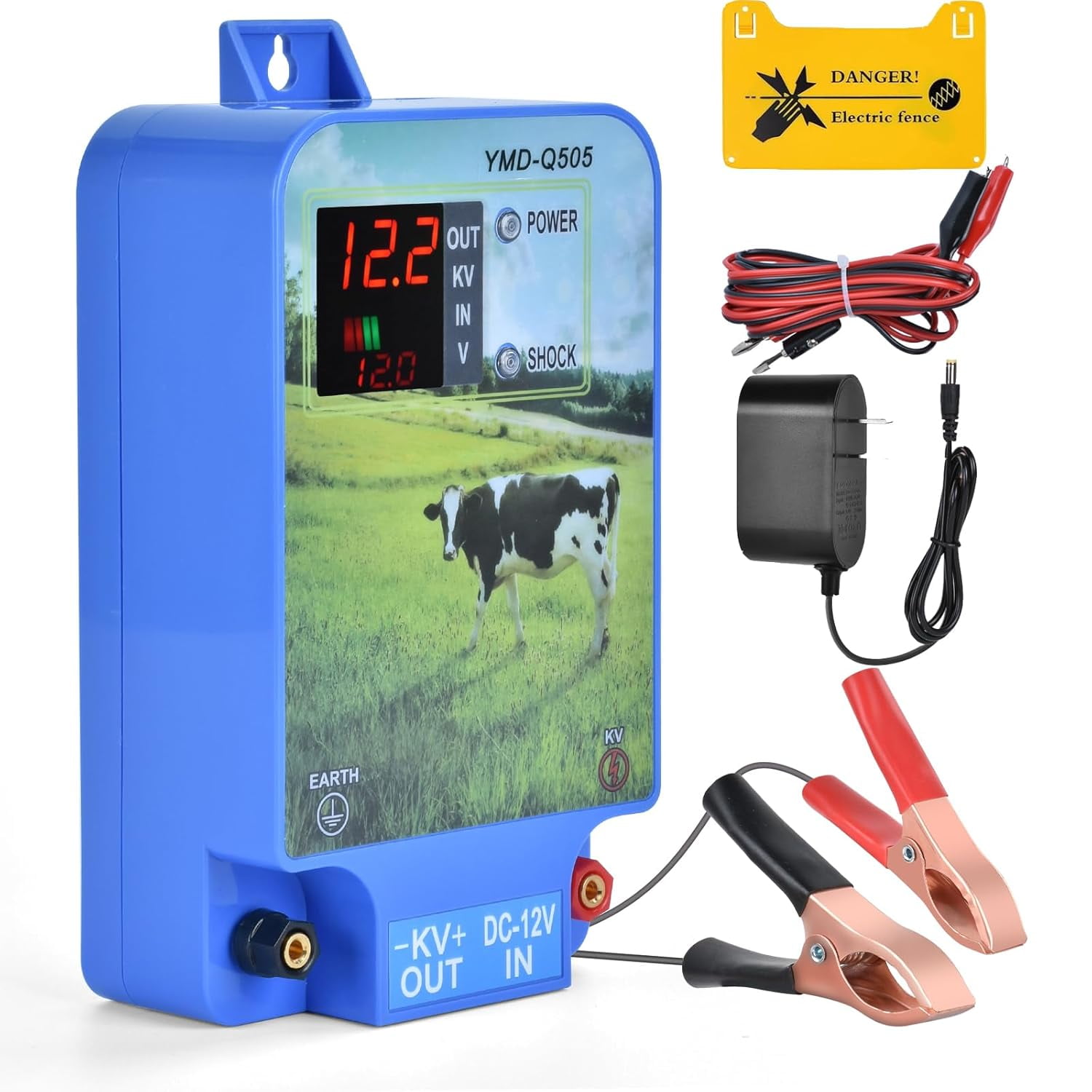 2 Joule Electric Fence Charger,6-12KV Multi-Powered High-Power Output ...
