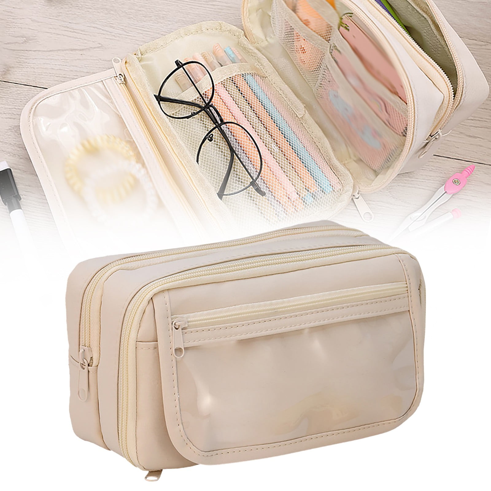 Under $2 Jumbo Clear Pencil Case, Large Capacity Pencil Case - Mesh ...