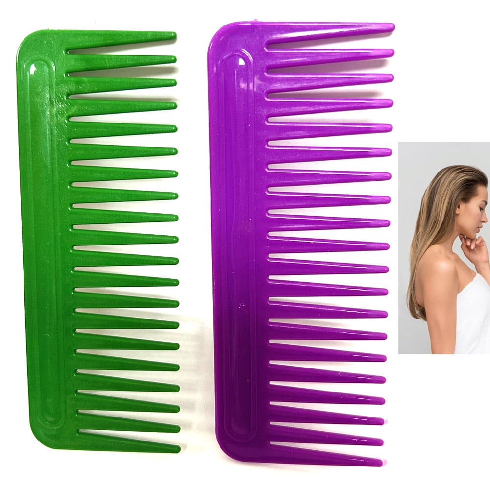2 Jumbo Hair Detangling Shower Comb Wide Tooth No Handle Dry Wet Gently ...