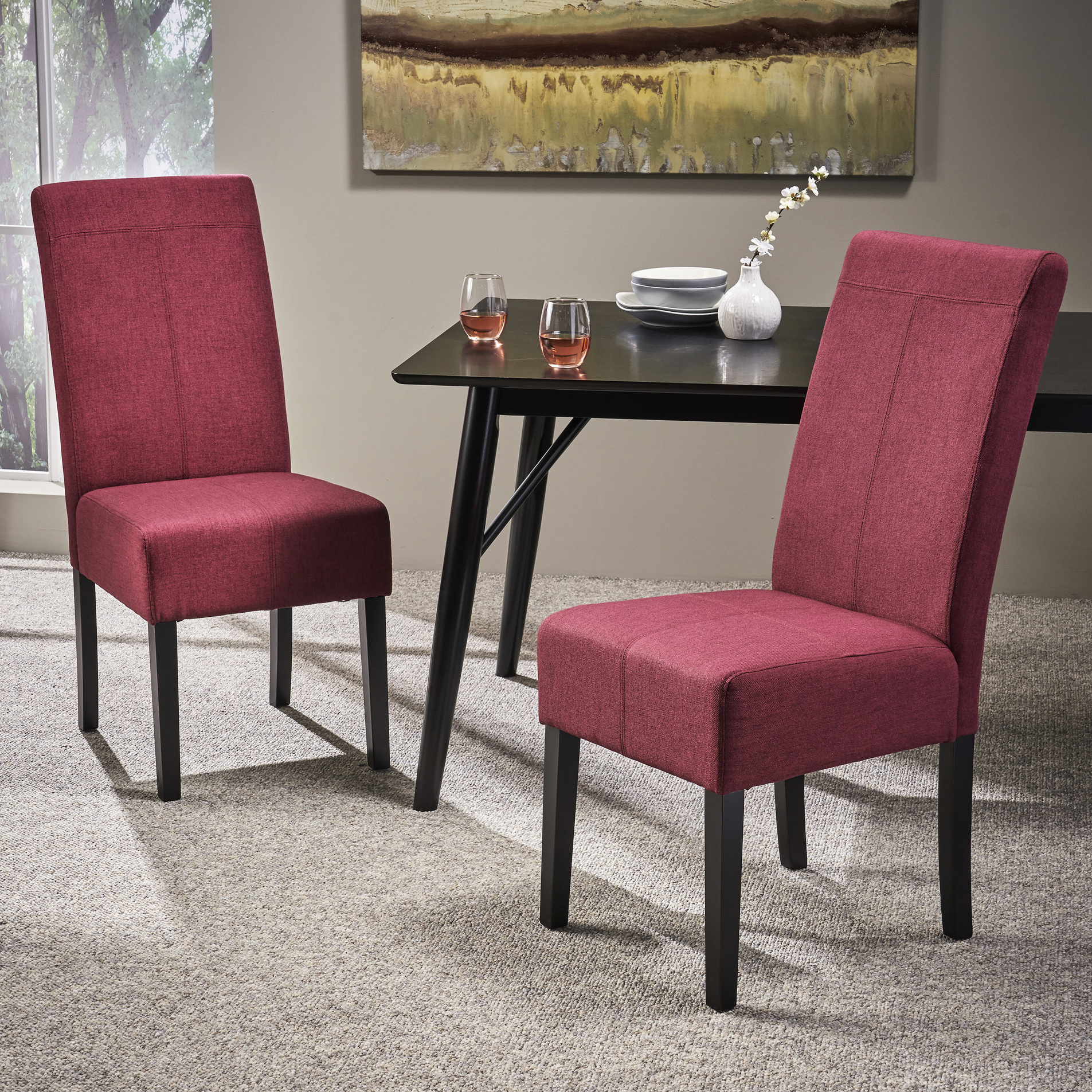 2 Kd Dining Chairs, Red Upholstered, Yet Stylish For Dining, Precise ...