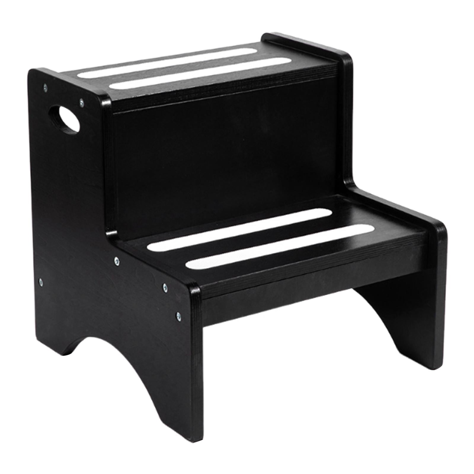 2 Kids Step Stool with Handles Non Slip Wooden Double Step Stool for ...