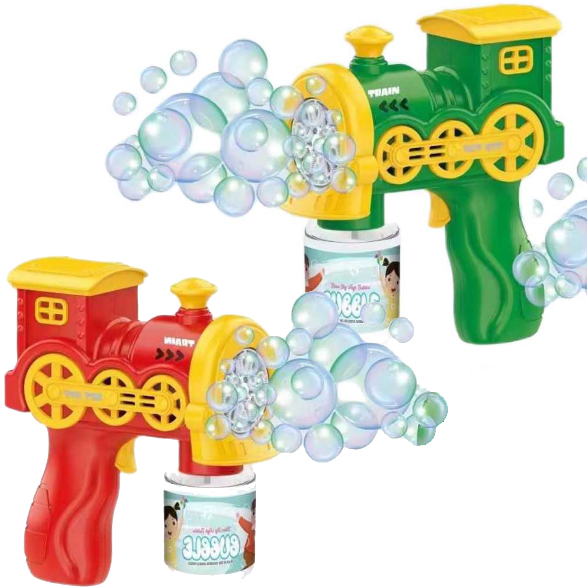 2 Kids Train Bubble Gun with 2 Bottles Bubble Refill Solution, Bubble ...