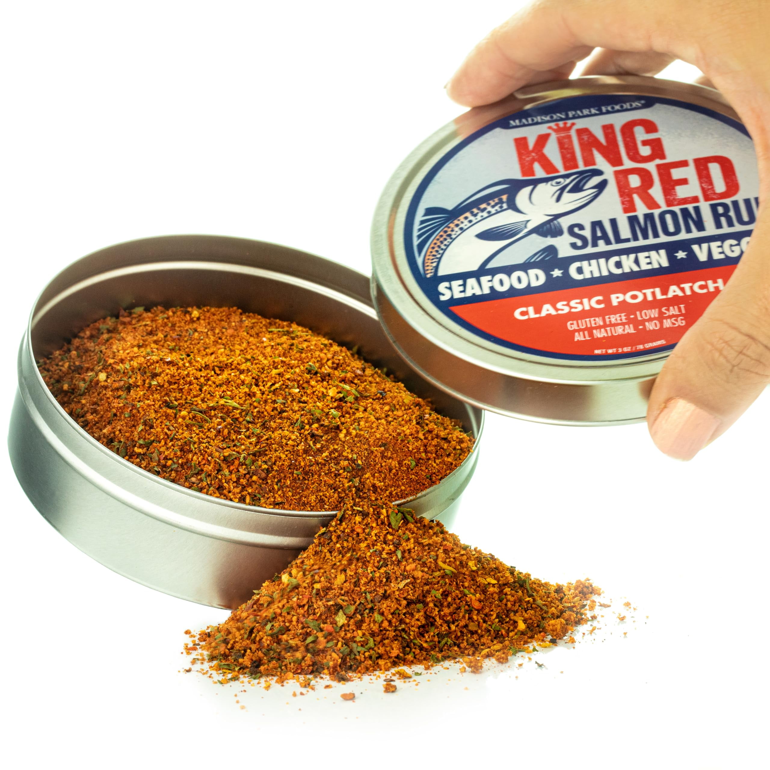 2-King Red Salmon AJH3 Rub-Classic Potlatch Seasoning Dry Spice Blend ...