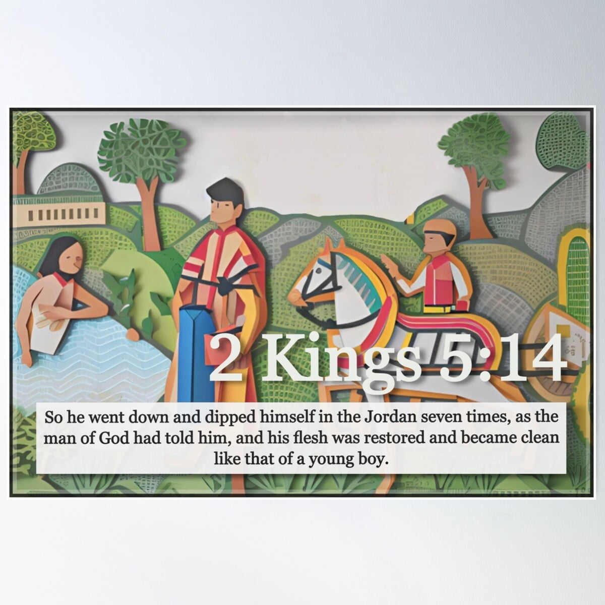 2 Kings 5:14 Poster Wall Art, Modern Wall Decor For Living Room Bedroom ...